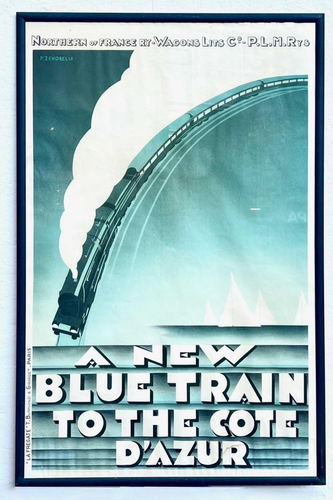 A New Blue Train to the Cote d'Azur, Lithograph, Framed for sale at Pamono