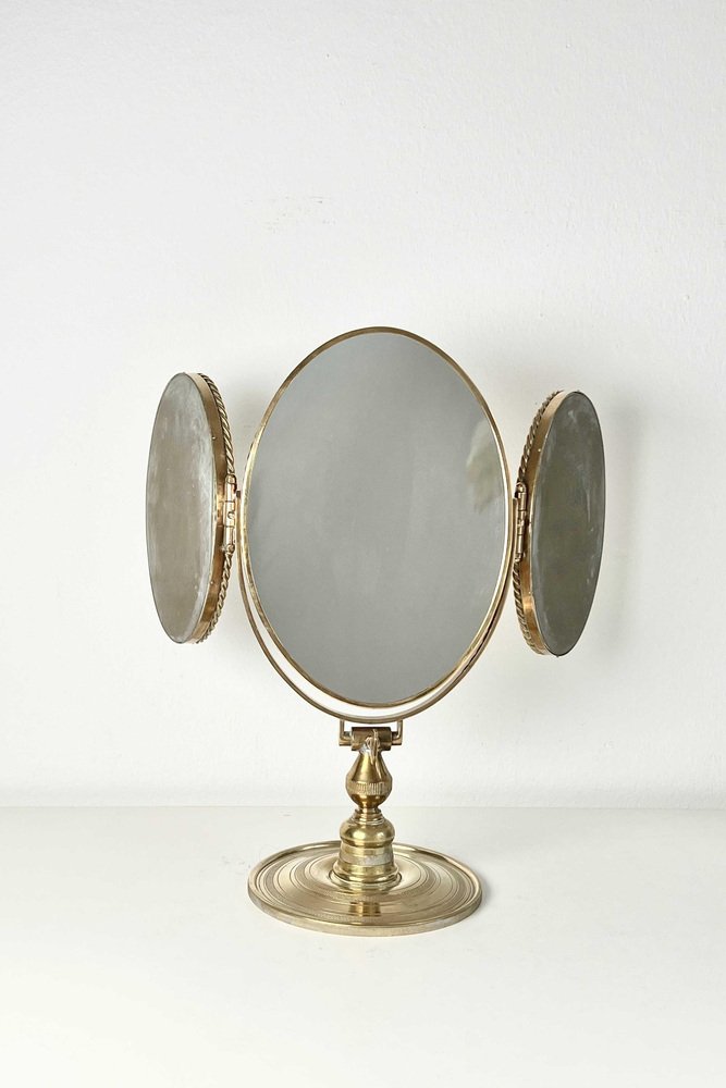 Brass Triple Table Mirror for sale at Pamono