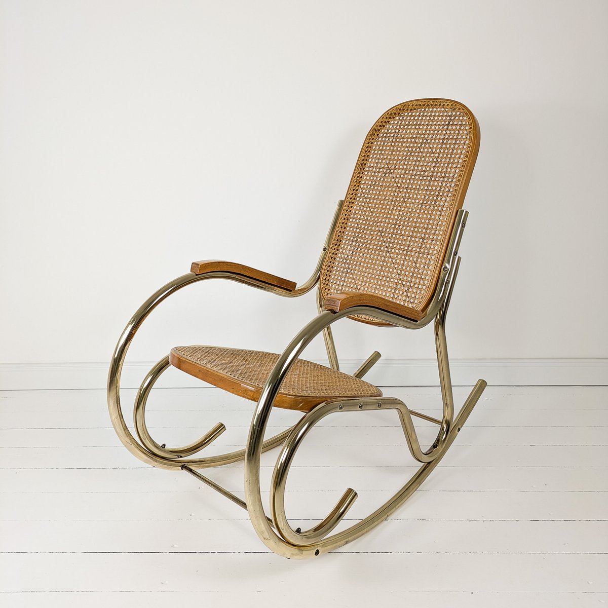 Mid-Century Tubular Steel and Viennese Braid Rocking Chair for sale at ...