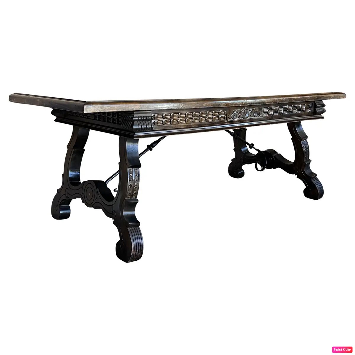 Large Spanish Baroque Style Oak Library Table or Center Table, 1890s ...