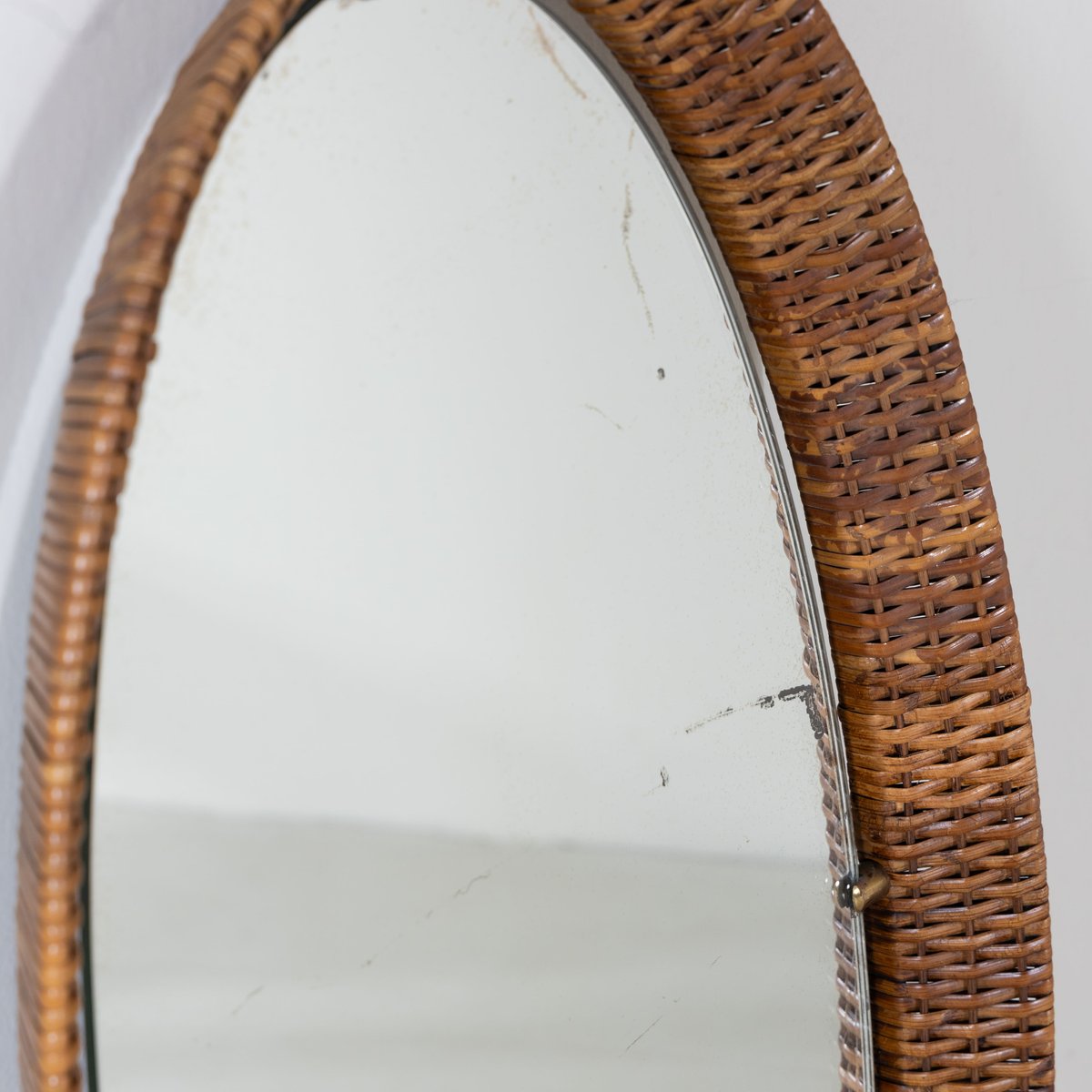 Oval Rattan Mirrors, Set of 2 for sale at Pamono