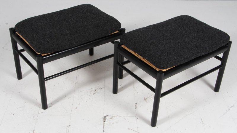 Colonial Ottomans in Black Stained Oak and Hallingdal attributed to Ole ...