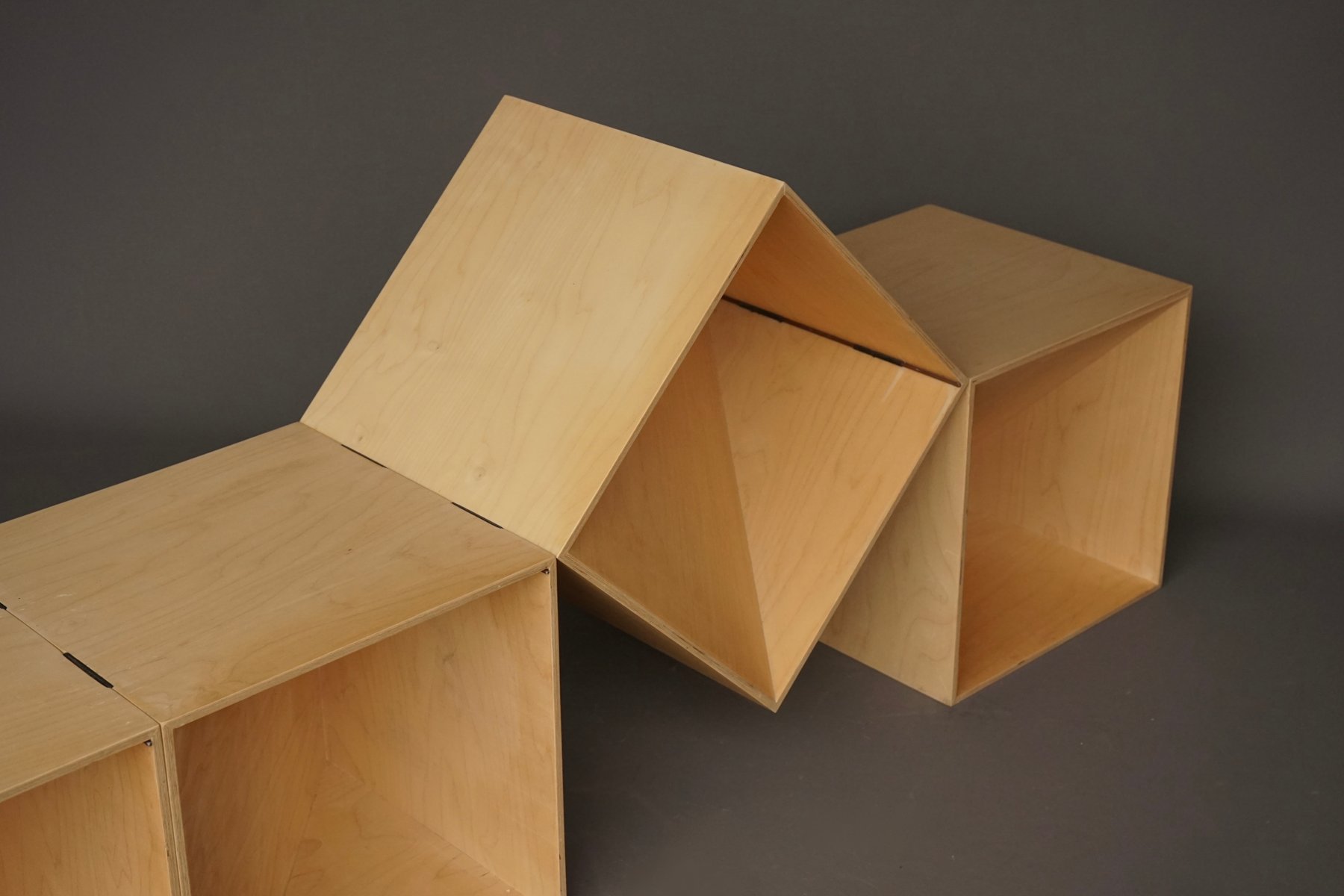 Transformable Cube Sculpture. 1980s, Plywood for sale at Pamono