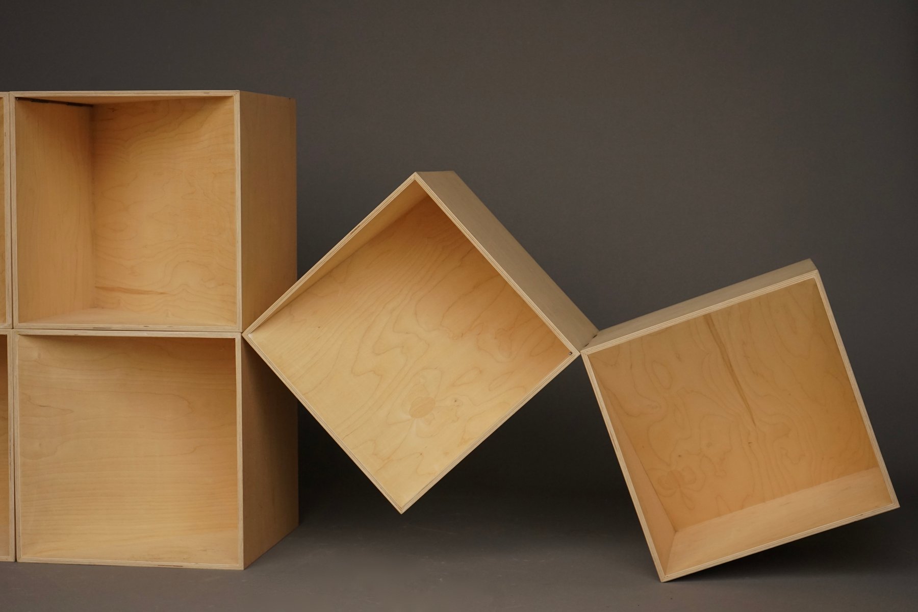 Transformable Cube Sculpture. 1980s, Plywood for sale at Pamono