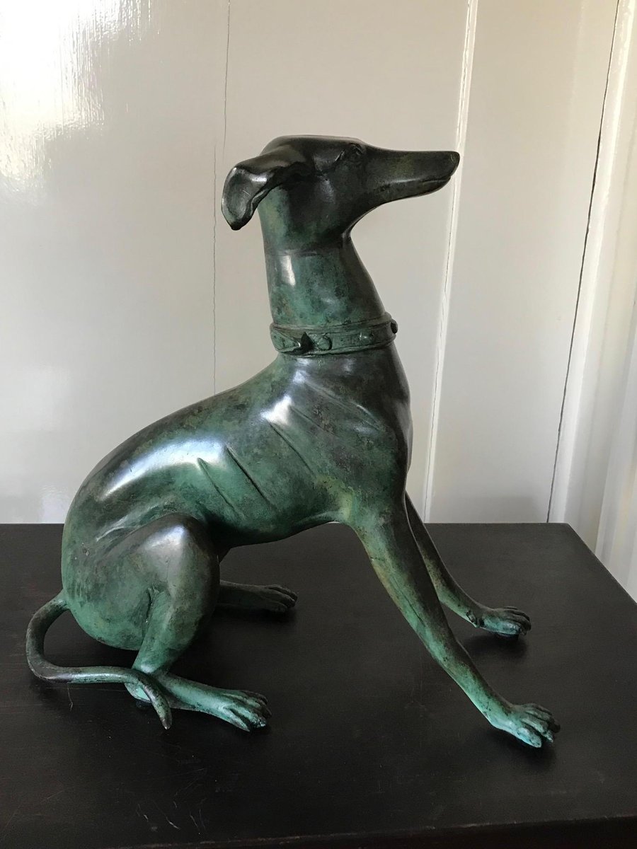 Belgian Artist, Sculptures of Whippet Dogs, 1975, Bronze, Set of 3 for ...