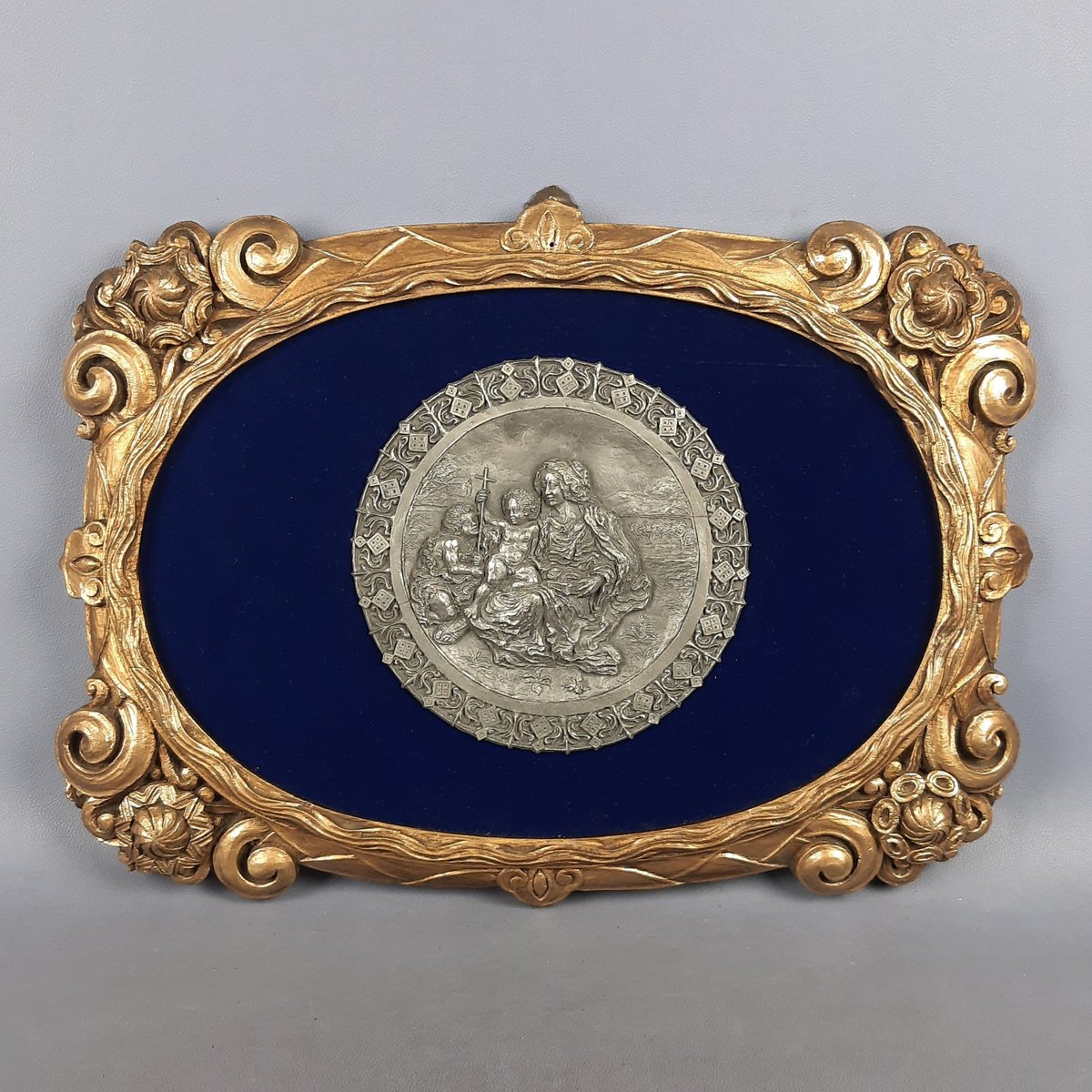 High Relief Painting of Madonna with Child in Pewter, 1960s for sale at ...