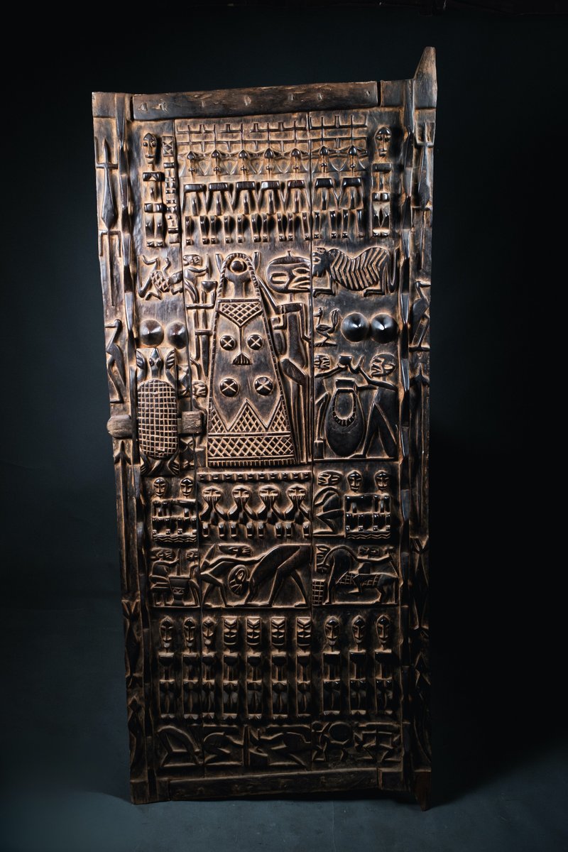 Carved Wooden Dogon Door, Mali, 1800s for sale at Pamono