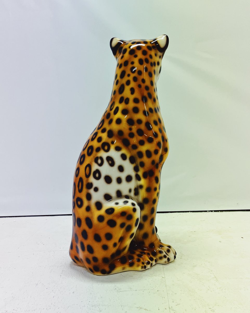 Leopard Statue in Ceramic from Ceramiche Boxer for sale at Pamono