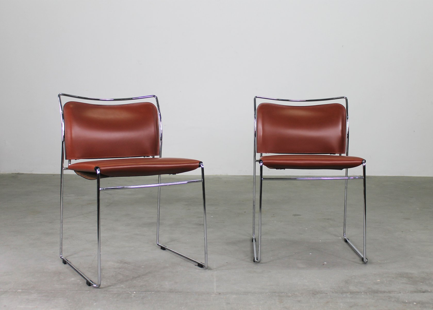 Tulu Chairs in Leather and Steel by Kazuhide Takahama for Simon Gavina, 1970s, Set of 12 for ...
