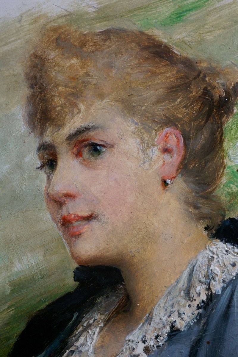 Antoine-Auguste Thivet, Portrait of a Lady, 1893, Oil on Cardboard ...