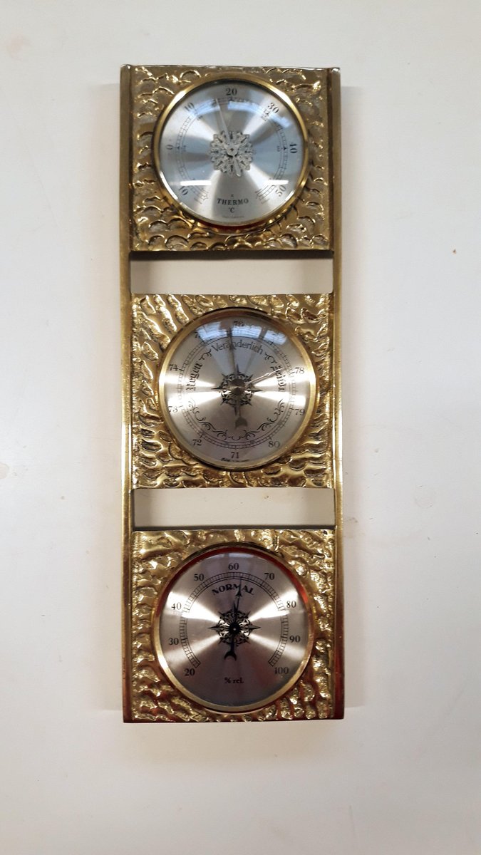 Brass Weather Station Hygrometer Barometer Thermometer, 1970s for sale ...