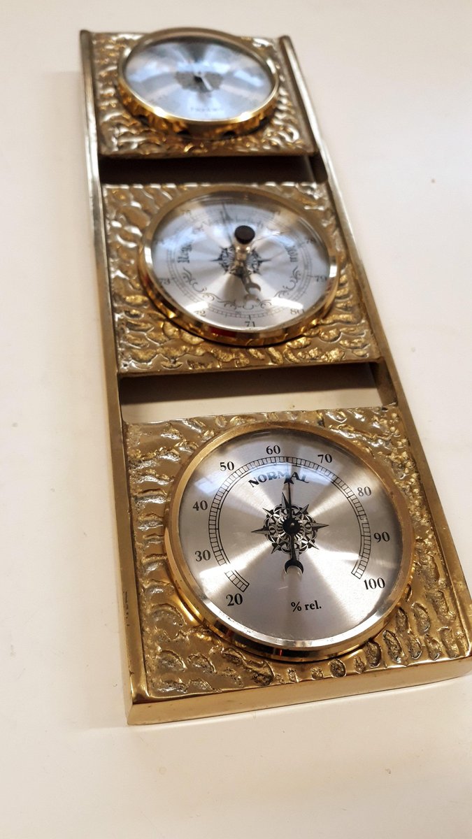 Brass Weather Station Hygrometer Barometer Thermometer, 1970s for sale ...