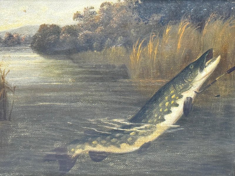 Arthur Roland Knight, Pike Fish Caught by Gaff Pole, 1890s, Oil ...