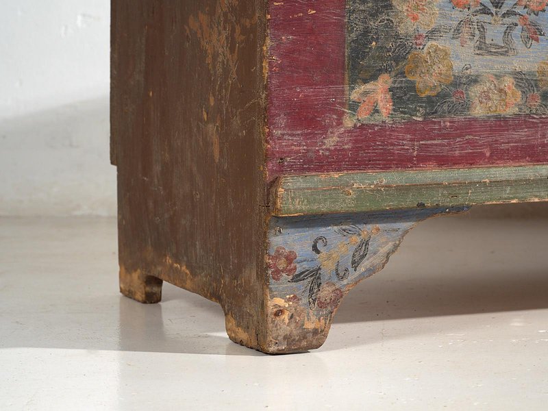 Antique Long Chest with Floral Motifs, 1870s for sale at Pamono