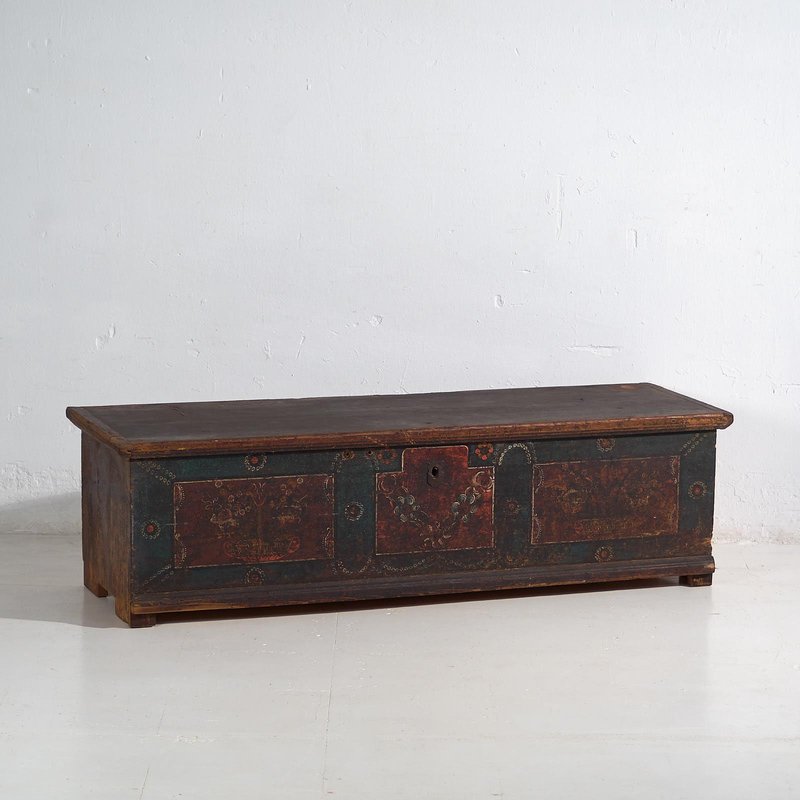 Antique Storage Chest in Dark Tones, 1870s for sale at Pamono