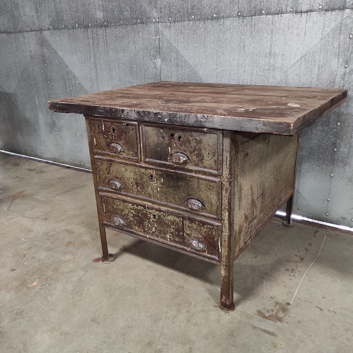 Industrial Workbench in Metal & Wood for sale at Pamono