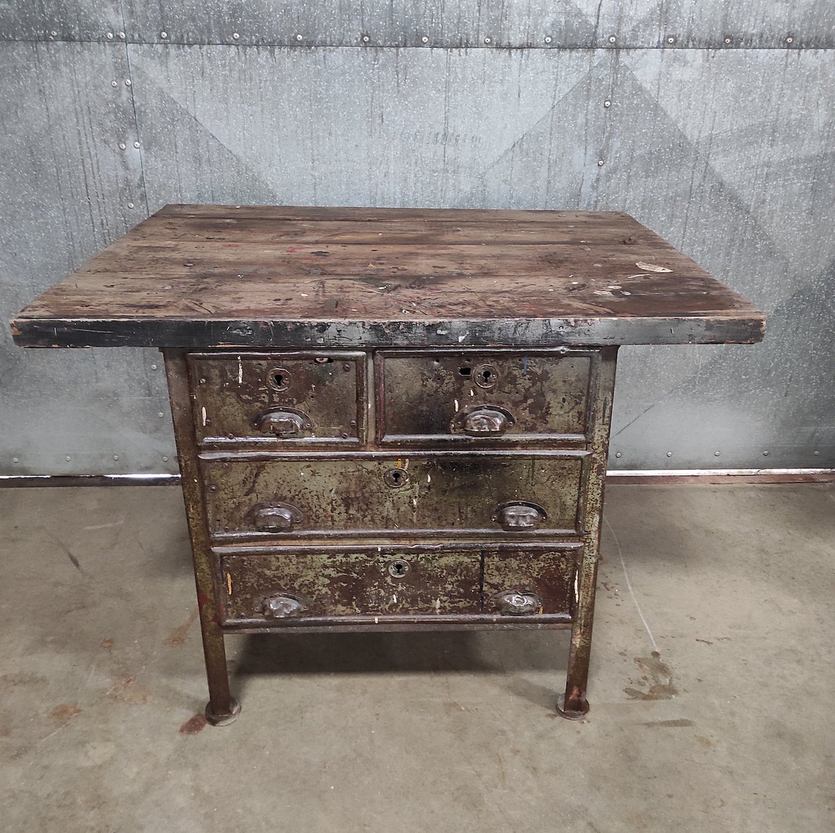 Industrial Workbench in Metal & Wood for sale at Pamono