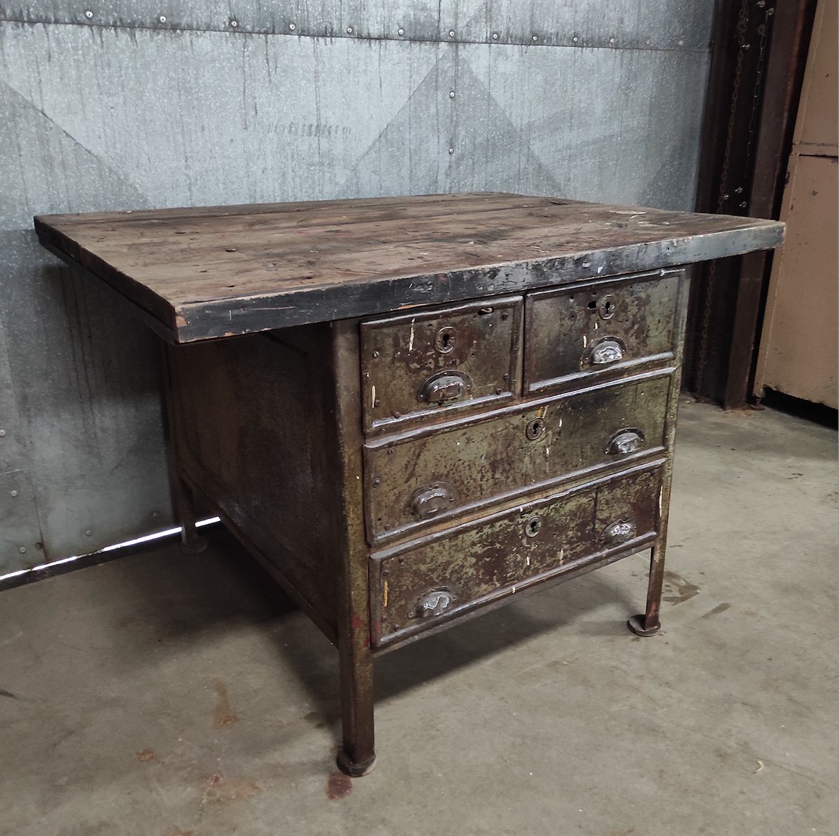 Industrial Workbench in Metal & Wood for sale at Pamono