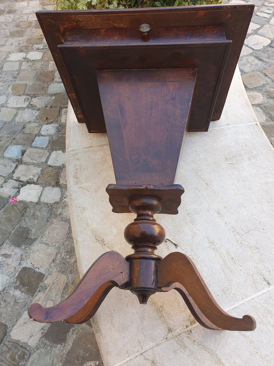 Antique Tunbridge Work Table with Threaded Briar Top with Drawer on the ...