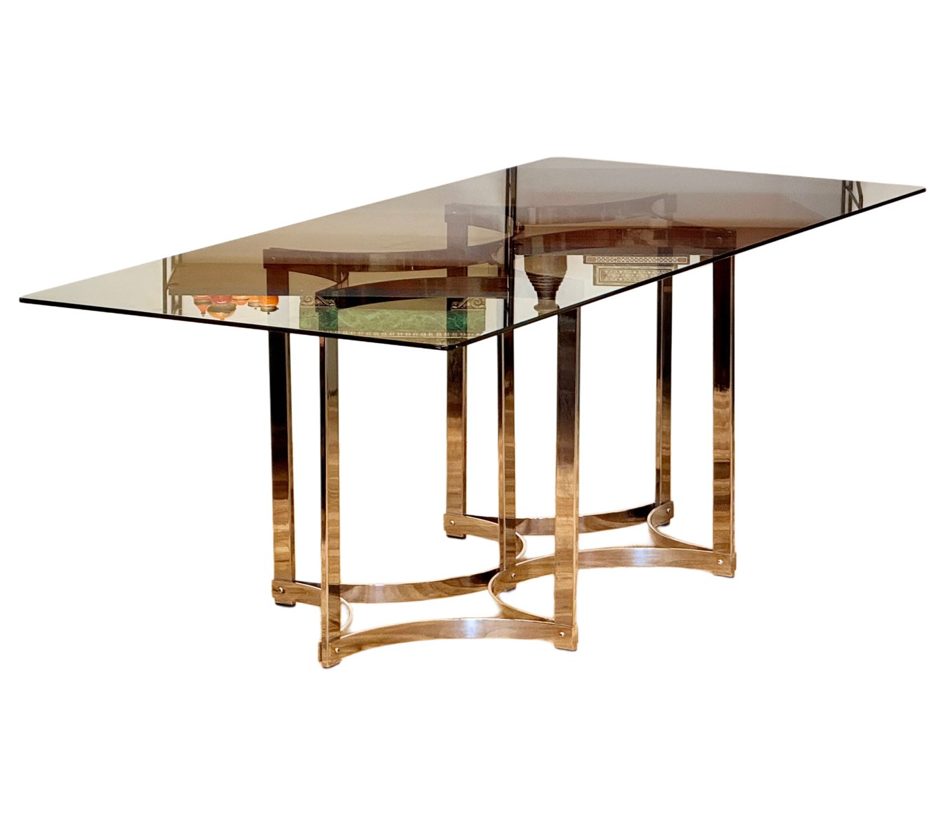 Mid-Century Modern Chrome & Smoked Glass Dining Table by Richard Young ...