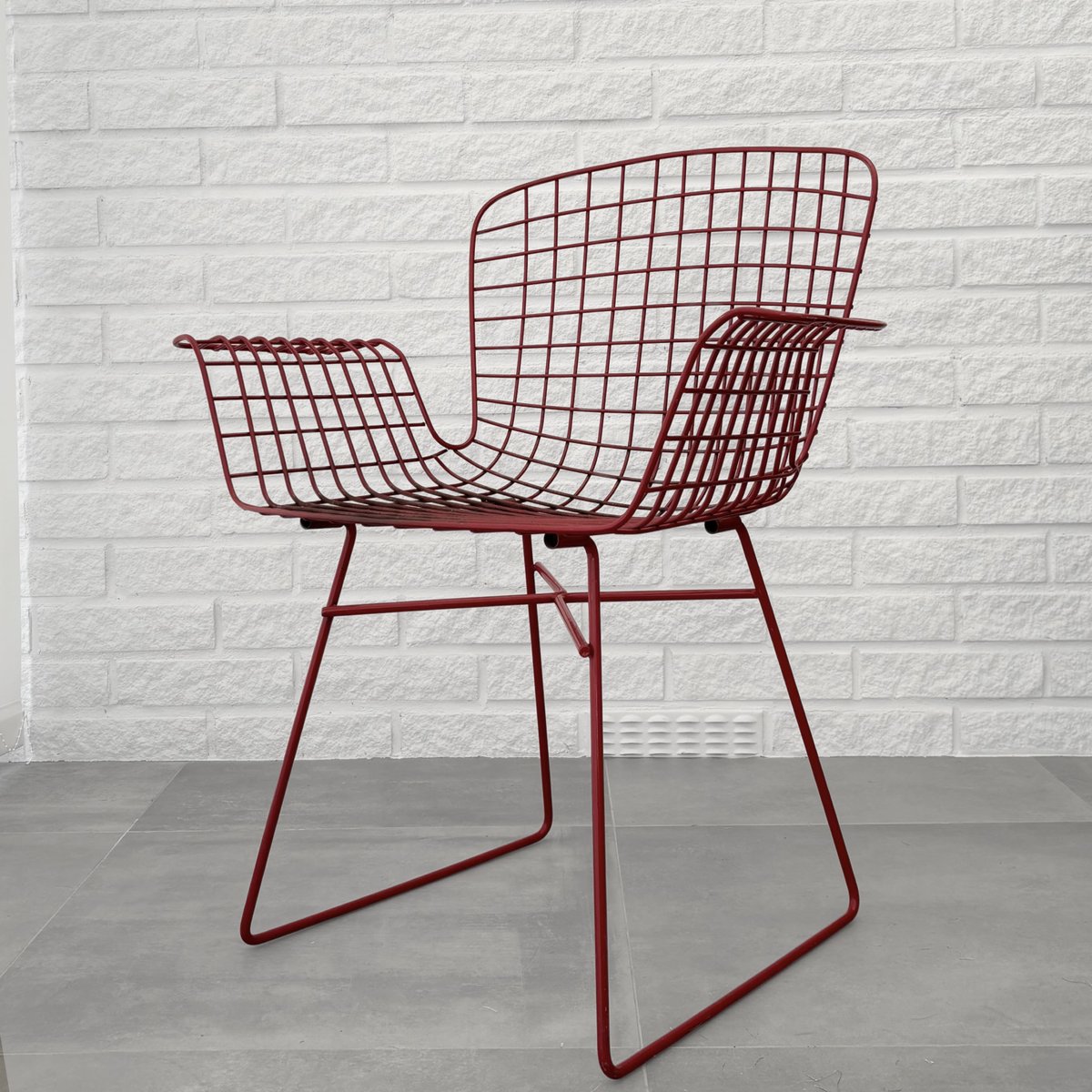 Mid-Century Modern Red Painted Steel Wire Chair, Sweden, 1960s for sale ...