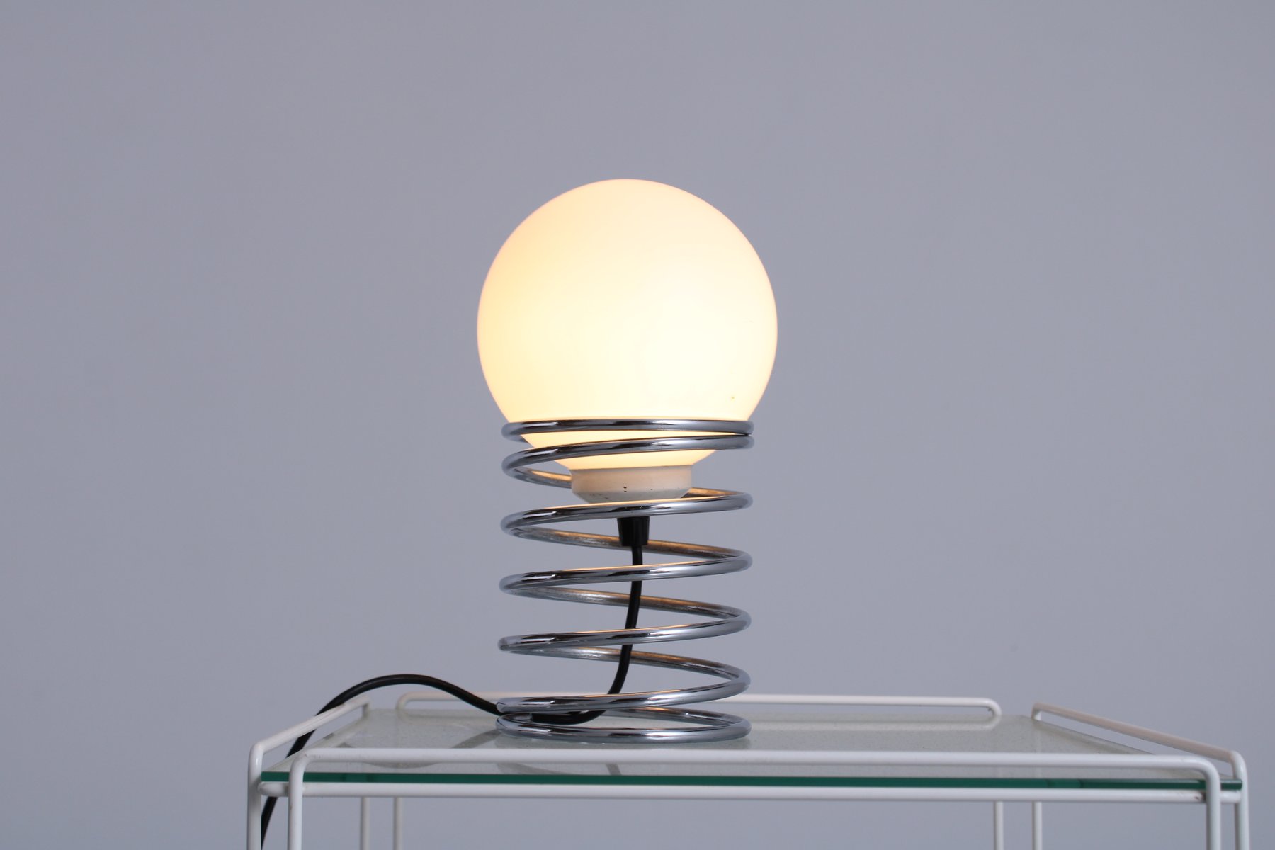 Pop Art Glass Globe Spring Table Lamp from Woja, 1970s for sale at Pamono