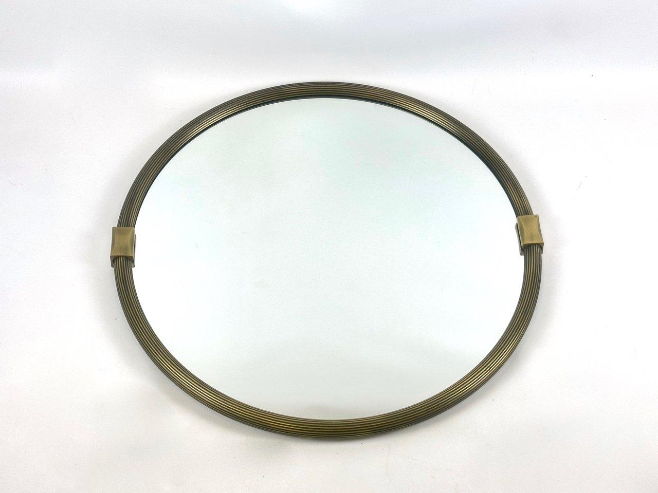 Mid-Century German Round Brass Wall Mirror from Planilux, 1970s for ...