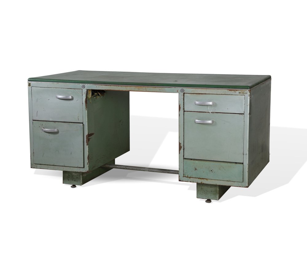 Industrial Green Iron Desk for sale at Pamono
