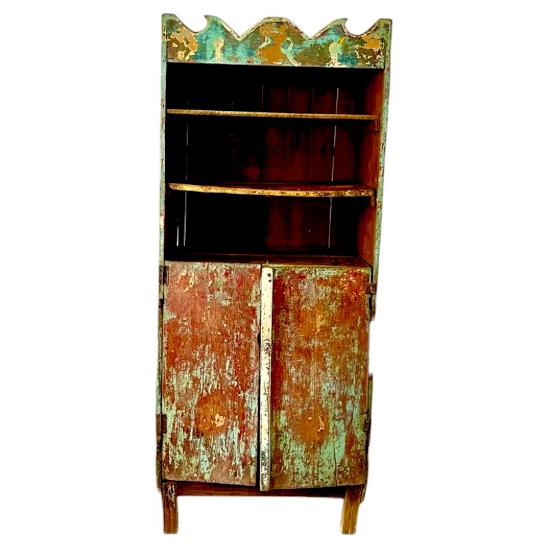 Antique Spanish Rustic Shelving Unit with Doors for sale at Pamono