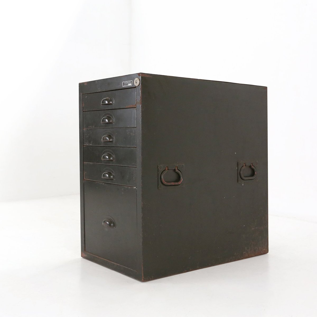 Forest Green Metal Military Filing Cabinet, 1956 for sale at Pamono