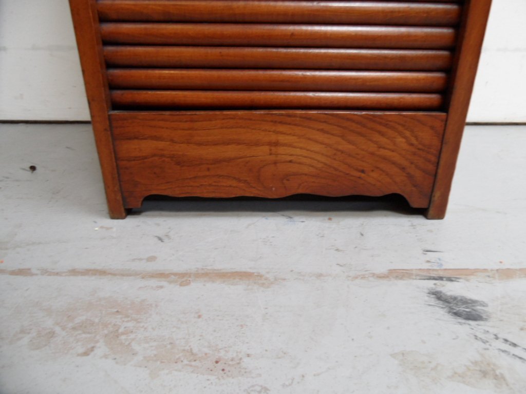 Antique Oak Filing Cabinet with Roller Shutter, 1890s for sale at Pamono