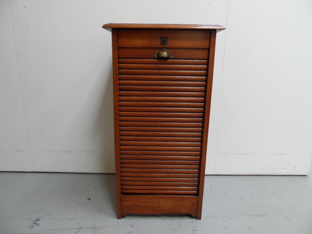 Antique Oak Filing Cabinet with Roller Shutter, 1890s for sale at Pamono