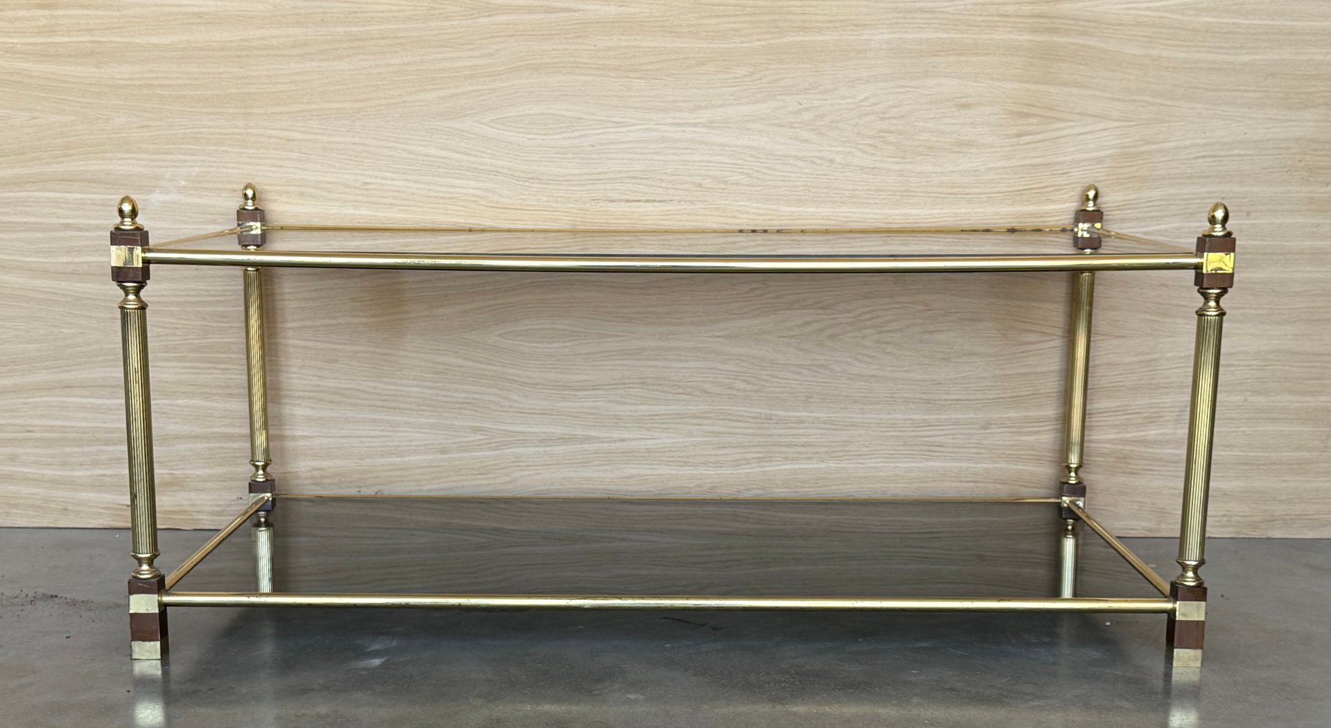 Mid-Century Modern 2-Tier Brass and Glass Rectangular Side Table, 1960s ...