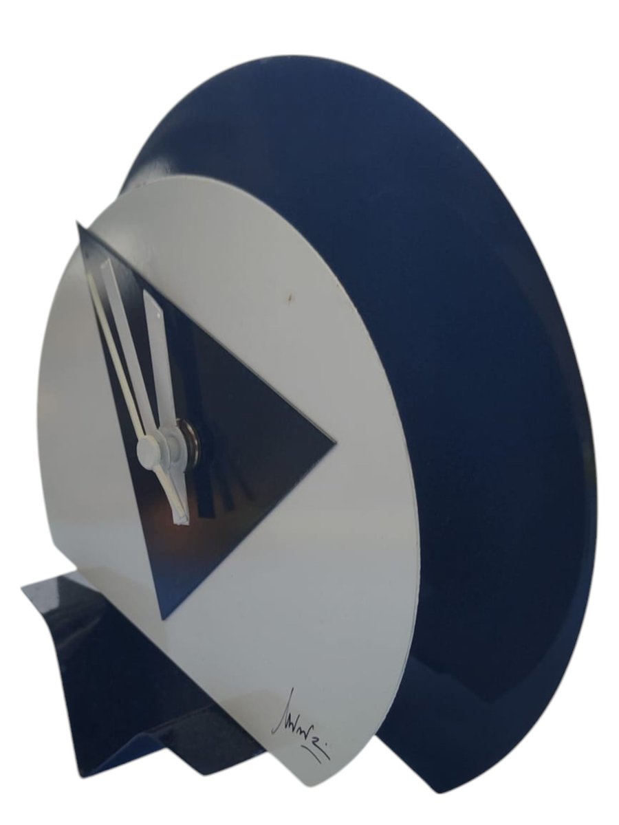 Radical Table Clock in Lacquered Metal, 1980s for sale at Pamono