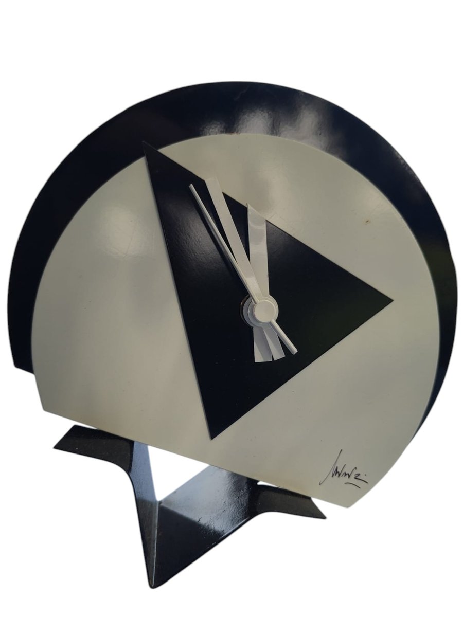 Radical Table Clock in Lacquered Metal, 1980s for sale at Pamono
