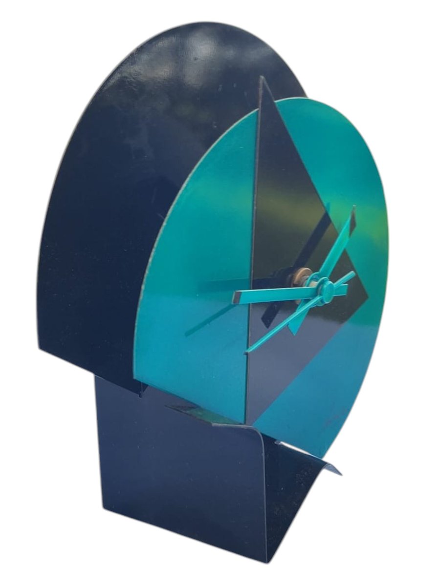 Radical Table Clock in Lacquered Metal, 1980s for sale at Pamono