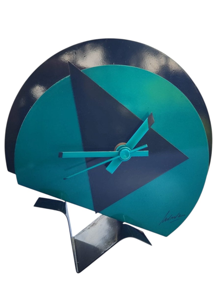 Radical Table Clock in Lacquered Metal, 1980s for sale at Pamono