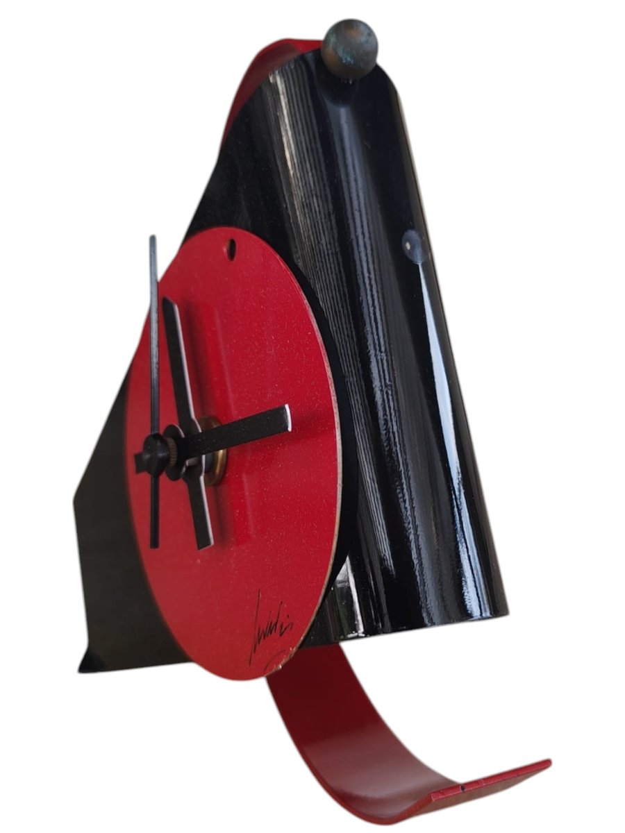 Radical Table Clock in Lacquered Metal, 1980s for sale at Pamono