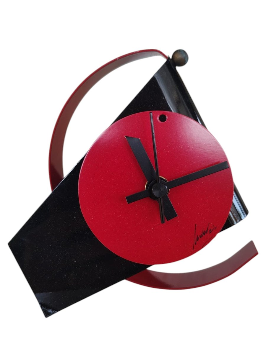 Radical Table Clock in Lacquered Metal, 1980s for sale at Pamono