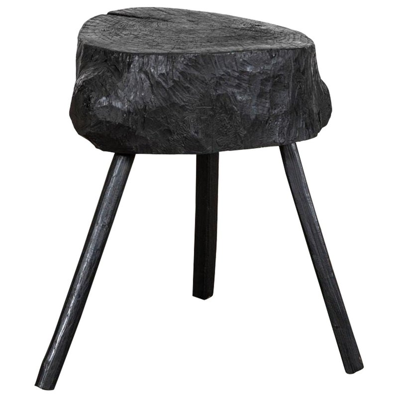 19th Century French Ebonised Vernacular Elm Chopping Block Table for ...