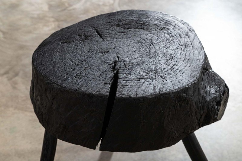 19th Century French Ebonised Vernacular Elm Chopping Block Table for ...