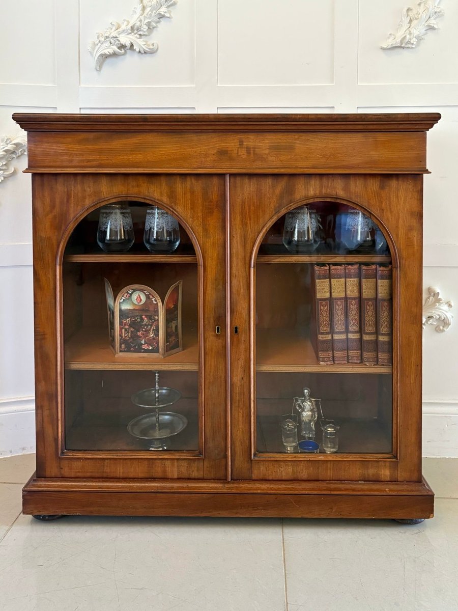 Antique Victorian Figured Mahogany Glazed Bookcase, 1850s for sale at ...
