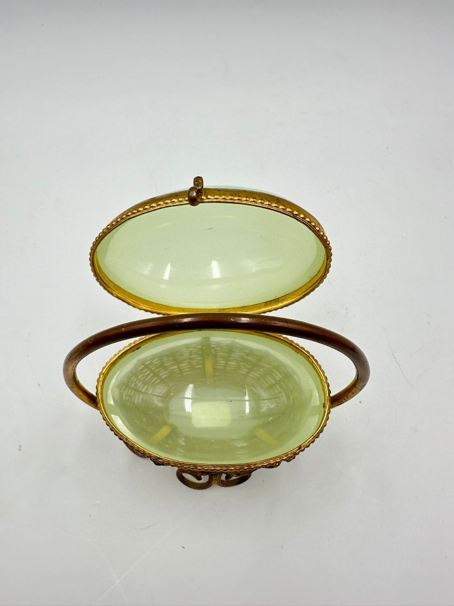 19th Century Uraline Green Opaline Glass Box in Green Opaline Ovoid Box ...