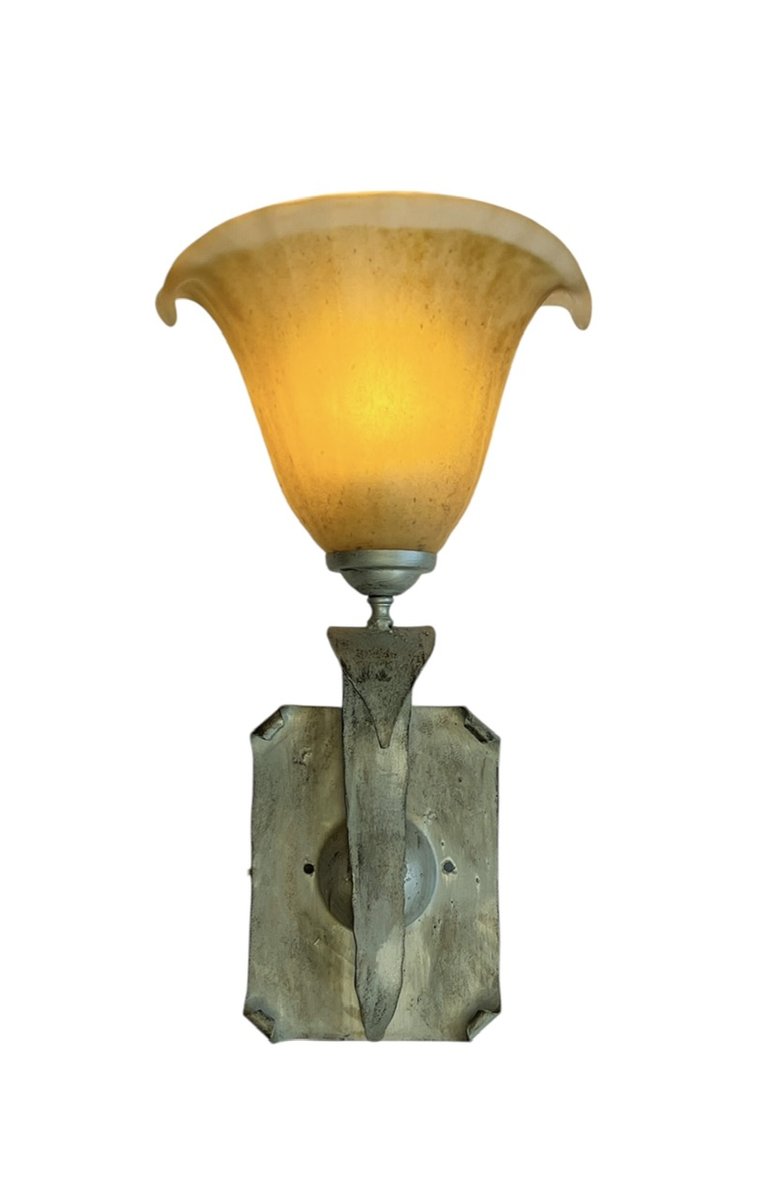 Large Italian Medieval Wall Lamp in Iron and Murano Glass, 1970s for ...