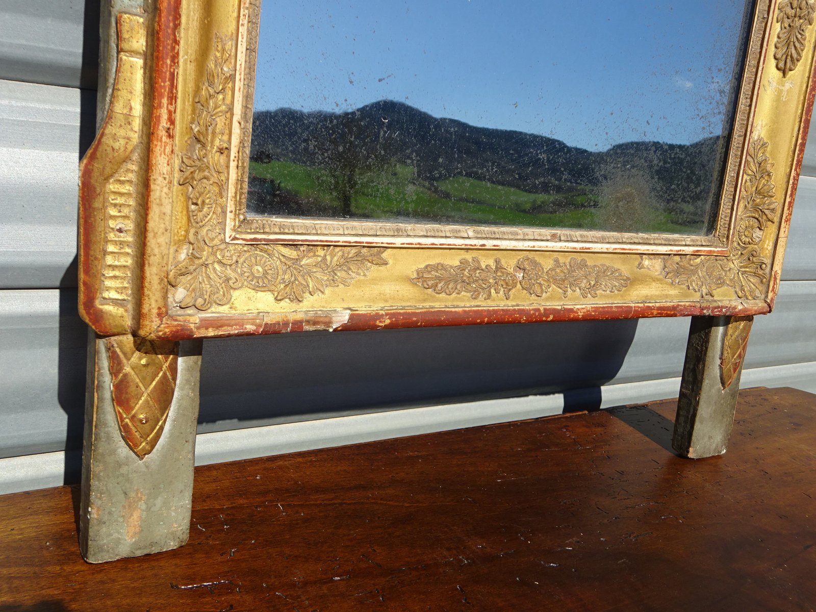 Antique Two-Tone Wood and Stucco Mirror for sale at Pamono