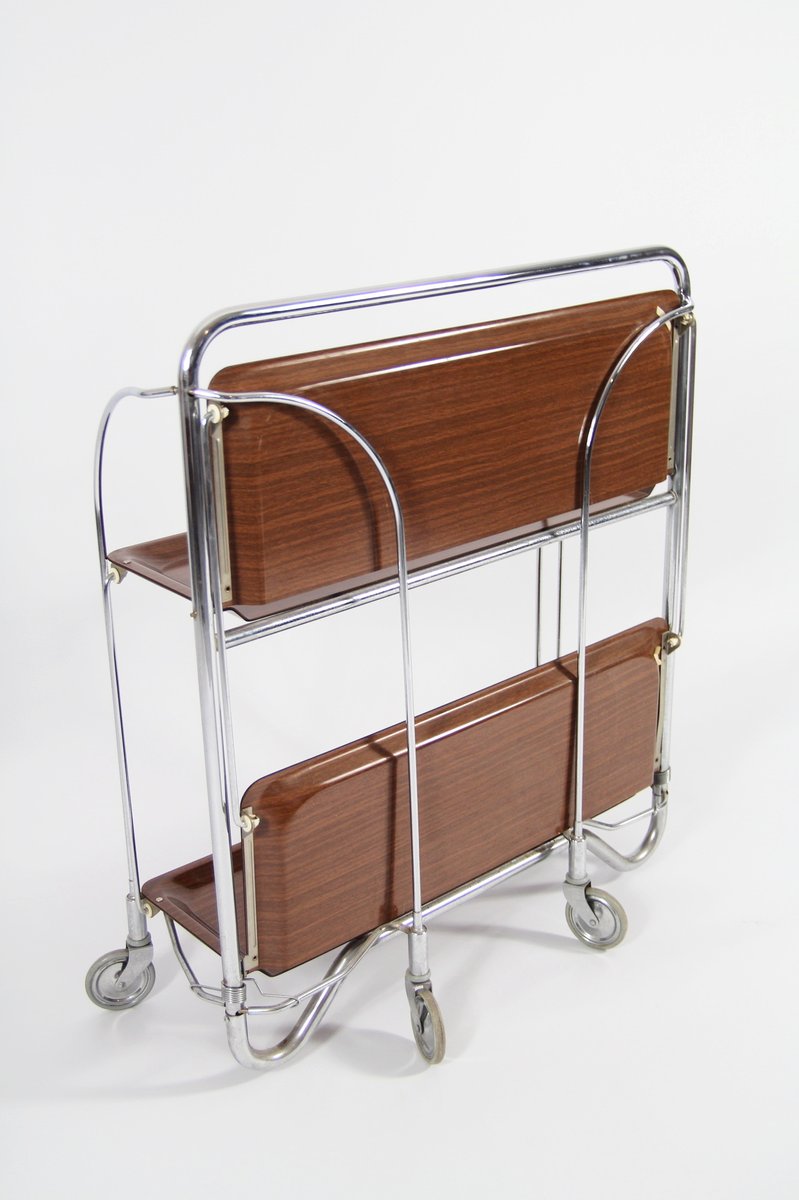 Mid-Century Modern Foldable Trolley in Chrome Stell and Formica, 1960s ...