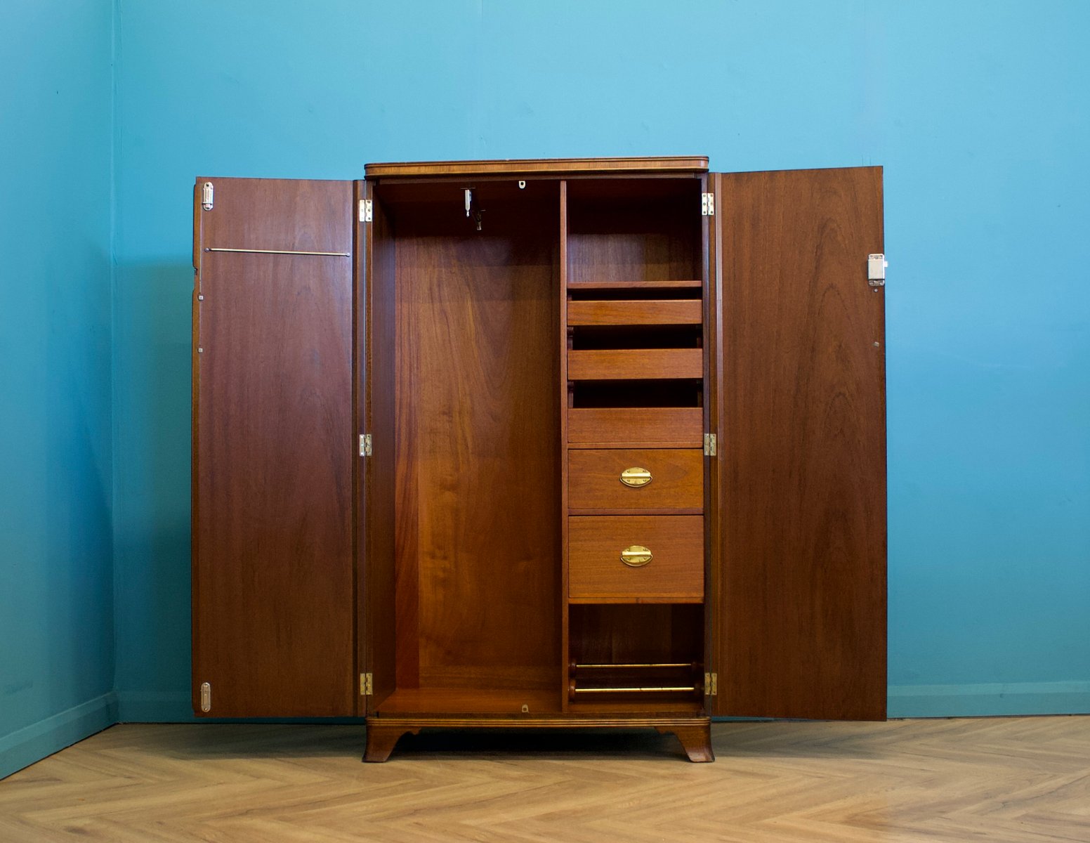 Art Deco Walnut and Walnut Veneer Compact Wardrobe, 1930s for sale at ...