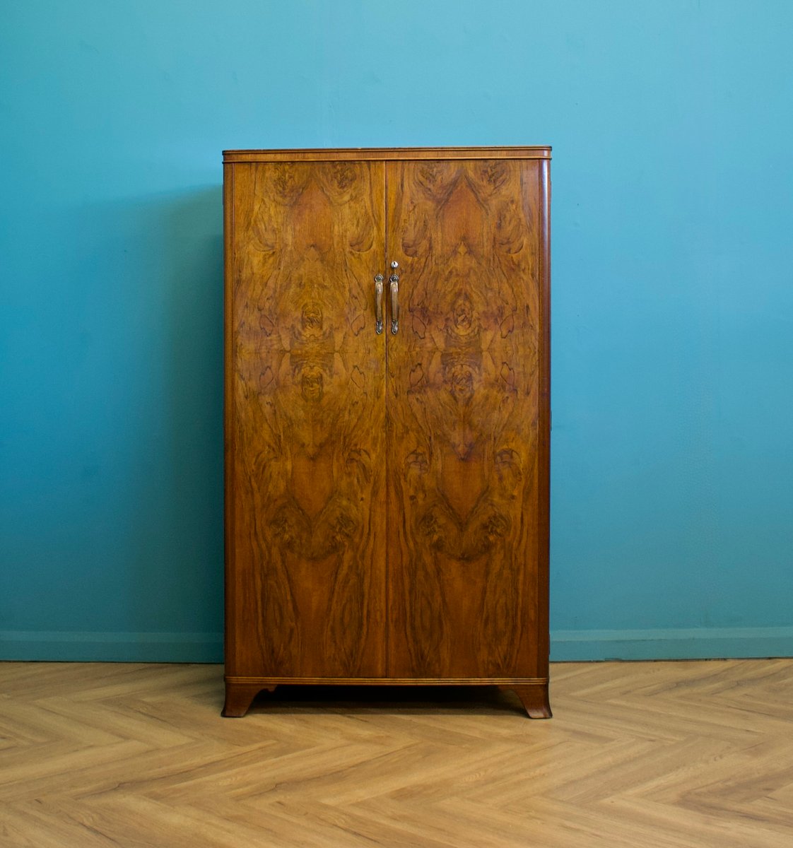 Art Deco Walnut and Walnut Veneer Compact Wardrobe, 1930s for sale at ...