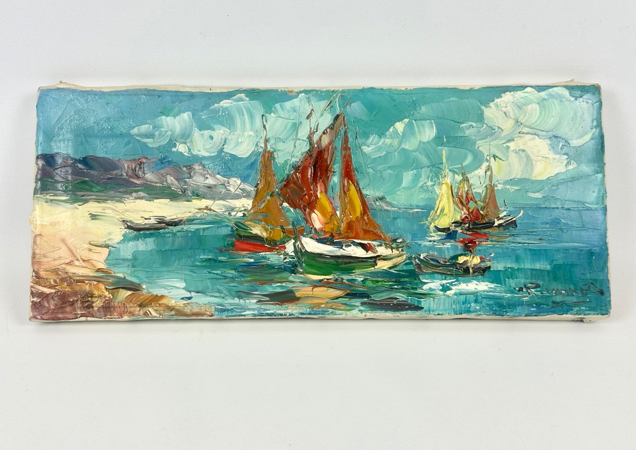 Walter Prescher Van Ed, Ships, Oil on Canvas, 1980s for sale at Pamono