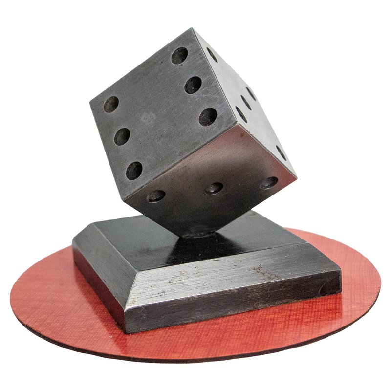 Mid-Century Red Laminate & Steel Playing Dice Paperweight, 1960s for ...